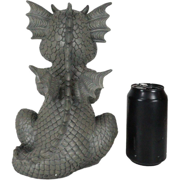 Trinx Whimsical Garden Dragon Folding His Arms With Angry Face Figurine 10.25" H Cute Grumpy ...